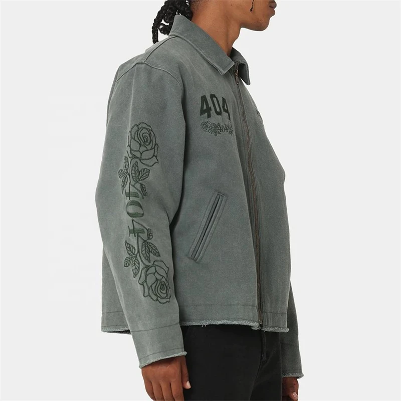 Custom Embroidery Logo Washed Oversized Jacket - Vintage Work Jacket