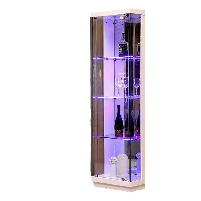 Lockable LED Light Display case Cabinet Tower Frameless Full Vision ...