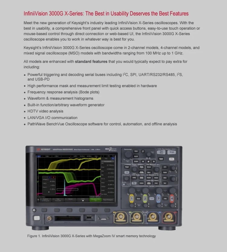 Keysight Bandwidth 200mhz 4 Analog Channels 4 Mpts Memory Dsox3024g ...