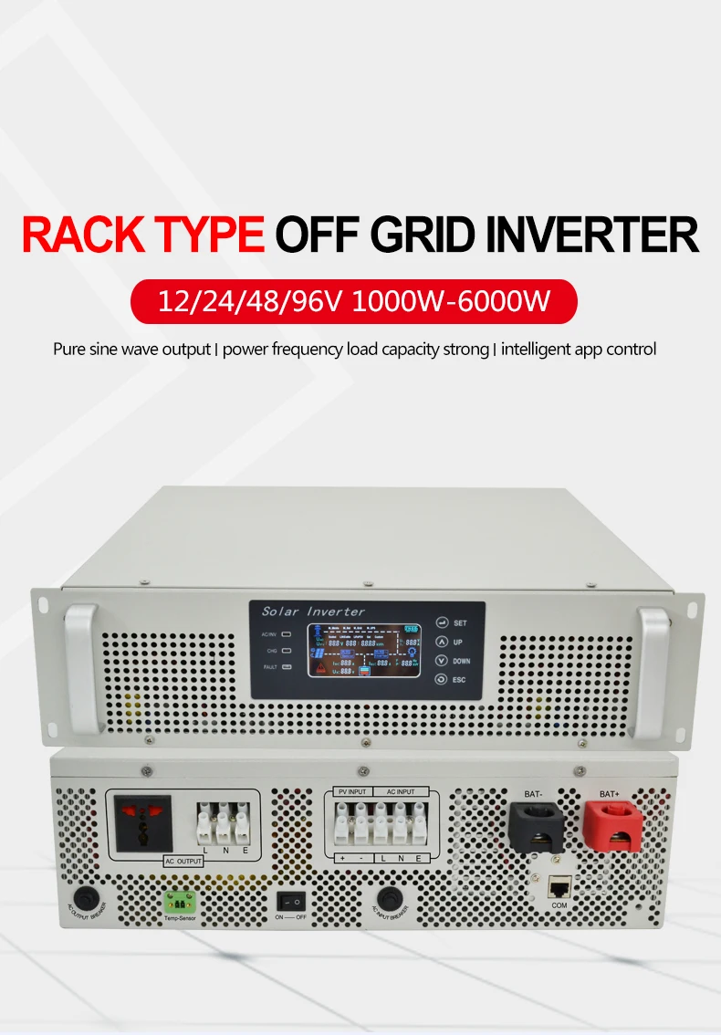 Hybrid Solar System Inverter/charger 6kw 48v Dc 230v Ac Mounted Rack ...