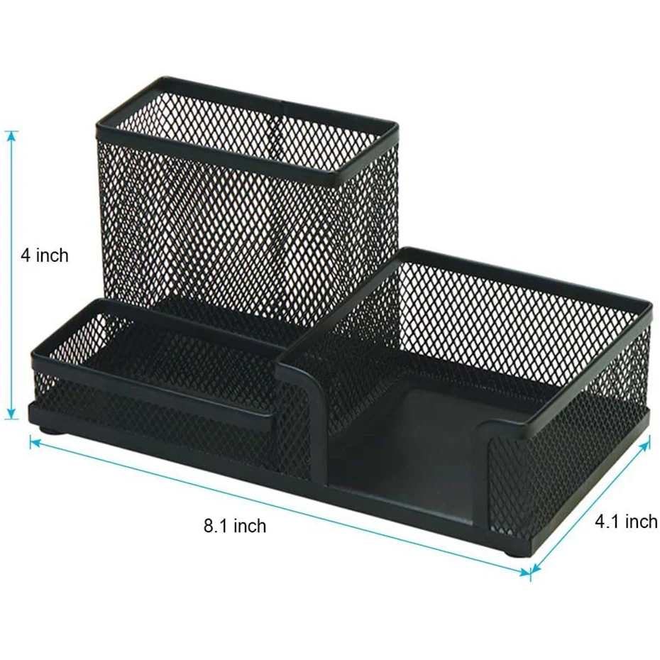 Multifunction Metal Mesh Office Desk Organizer Business Card Pen Holder ...