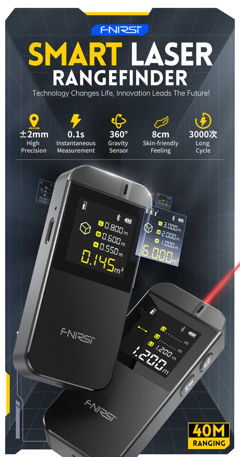 Smart Portable Pocket Laser Distance Meter 40M Millimeter Measurement ...