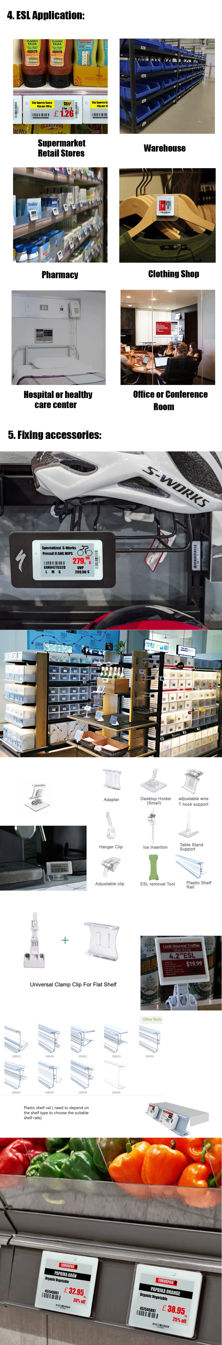 4 Color ESL Label - Black, Red, White, Yellow Digital Price Tags