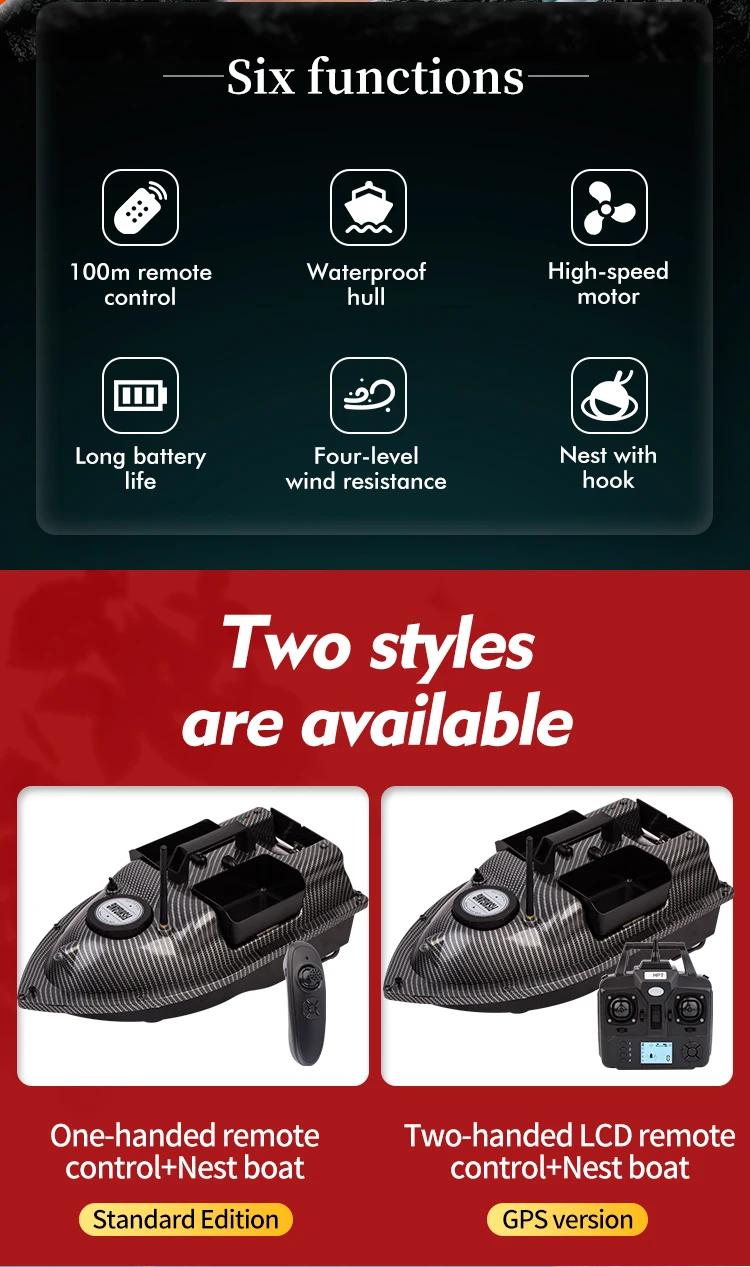 New Arrival Large Load Abs Waterproof 500m Carp Robot RC Fishing Bait Boat