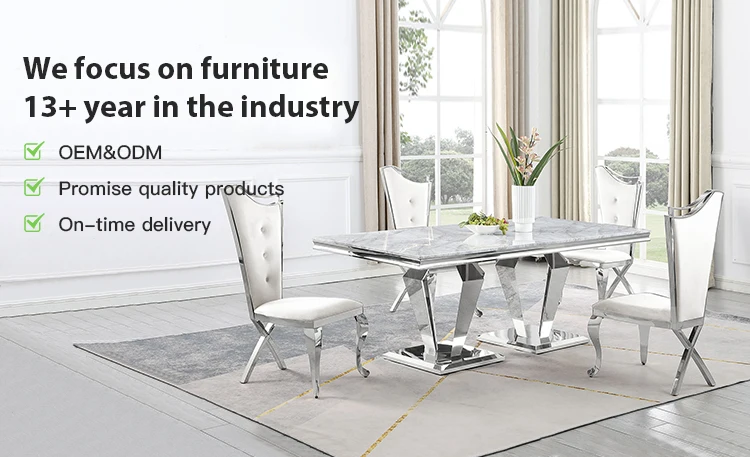 Qiancheng Minimalist Complete Marble Dining Set 200cm Luxus Esstisch ...