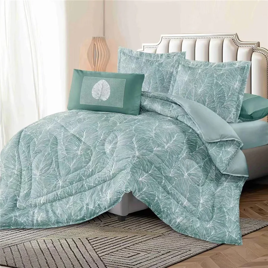 Solid Floral Full Size Bedding Comforter Set - 7 Pcs Oem