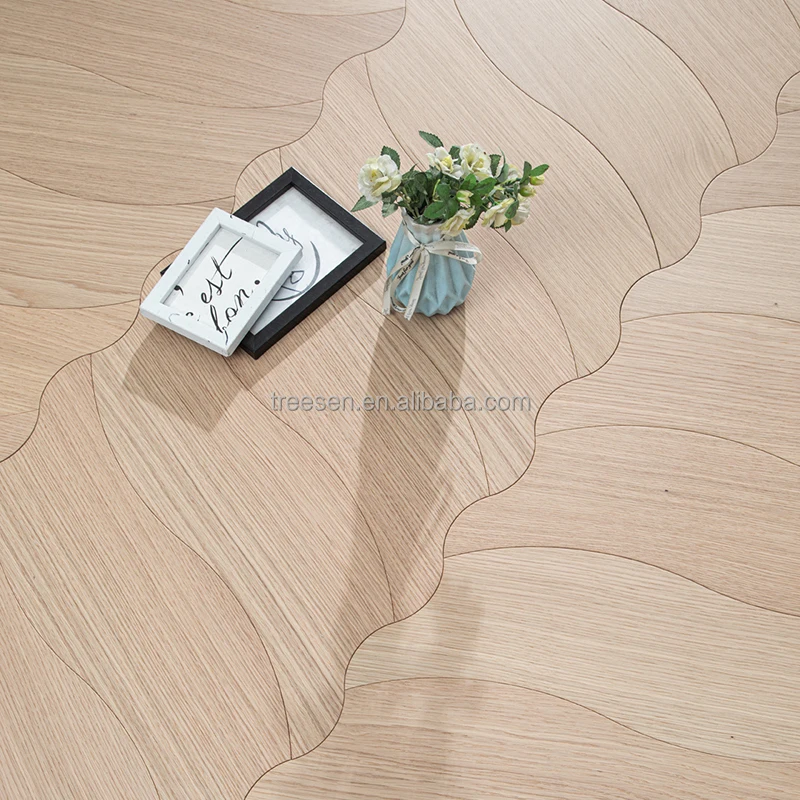 Black Color Design Oak Wood Flooring Curved Leaf Lotus Round Hexagon ...