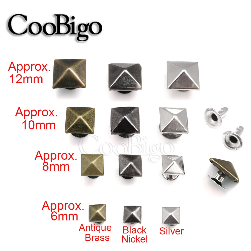 500Sets Pyramid Cap Rivets Stud Square Rivet Base Spikes Punk Garment ...