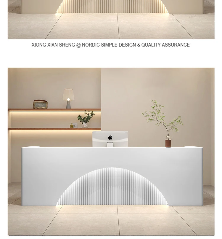 Custom Modern Commercial Office Front Reception Table Wooden High-end ...