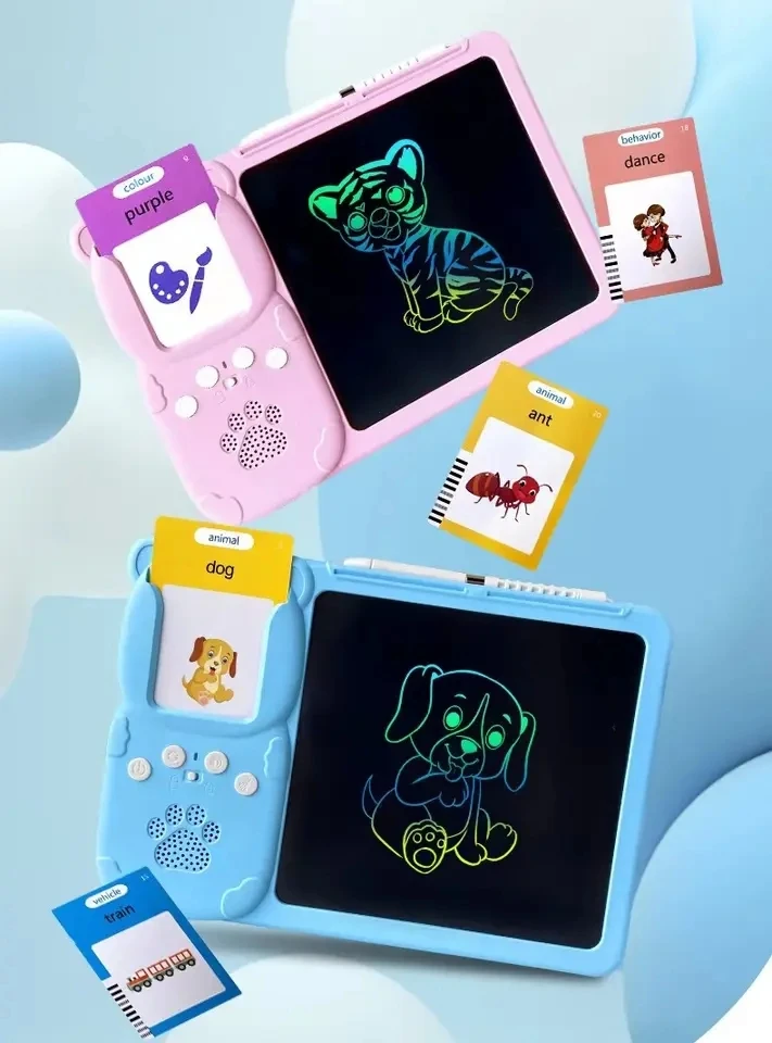Kids Cognitive Flashcard LCD Drawing Tablet Electronic English Words ...