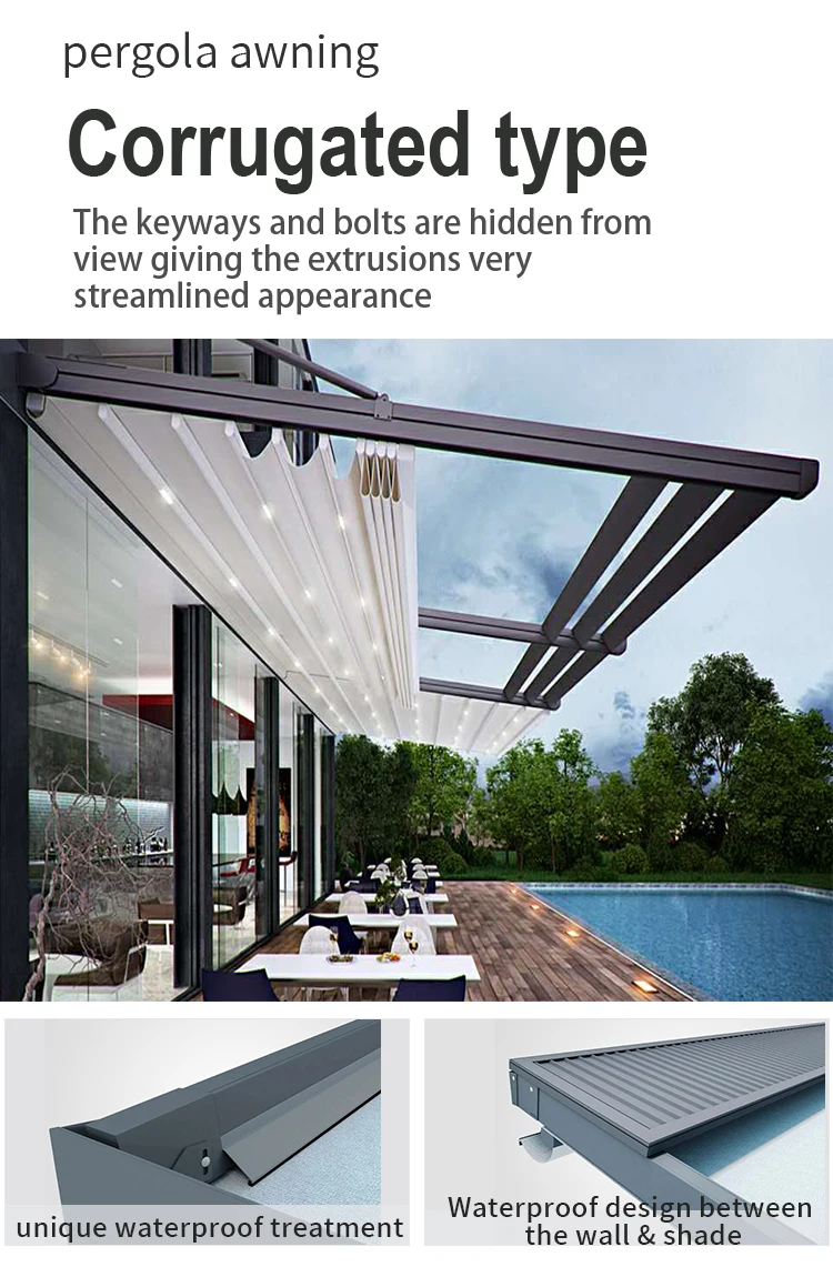 Customized Electric PVC Folding Pergola with Retractable Roof