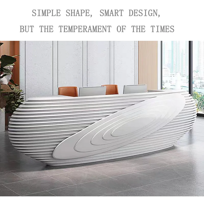 Office Furniture Arc Shape Counter Front Desk Beauty Salon Modern White ...
