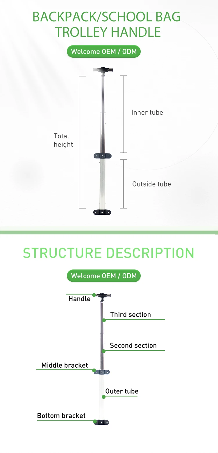 Aluminium Luggage Pull Handle Single Tube Telescopic Trolley Handle ...
