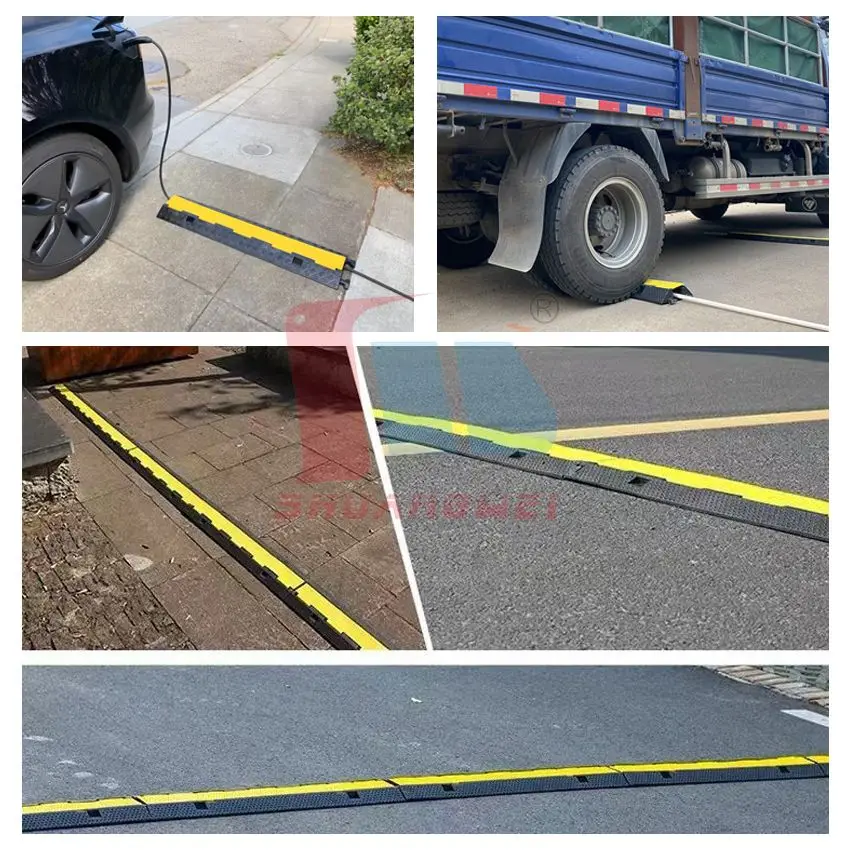 1000x245x45mm Road Safety Traffic Incident Ramp 2 Channels Rubber Pvc ...