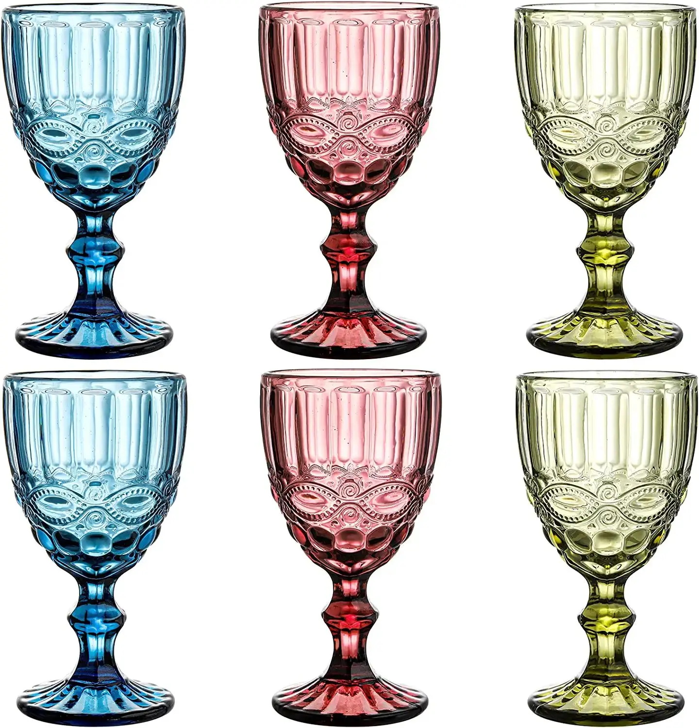 Aeofa Colorful Goblet Vintage Style Green Color Drinkware Tall Glass ...