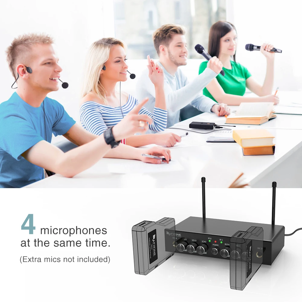 Fifine K038 Professional Uhf Dual Channel Wireless Microphone System ...