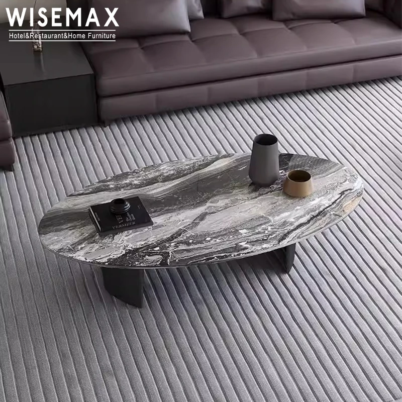WISEMAX High End Luxury Living Room Furniture Natural Marble Oval Shape ...