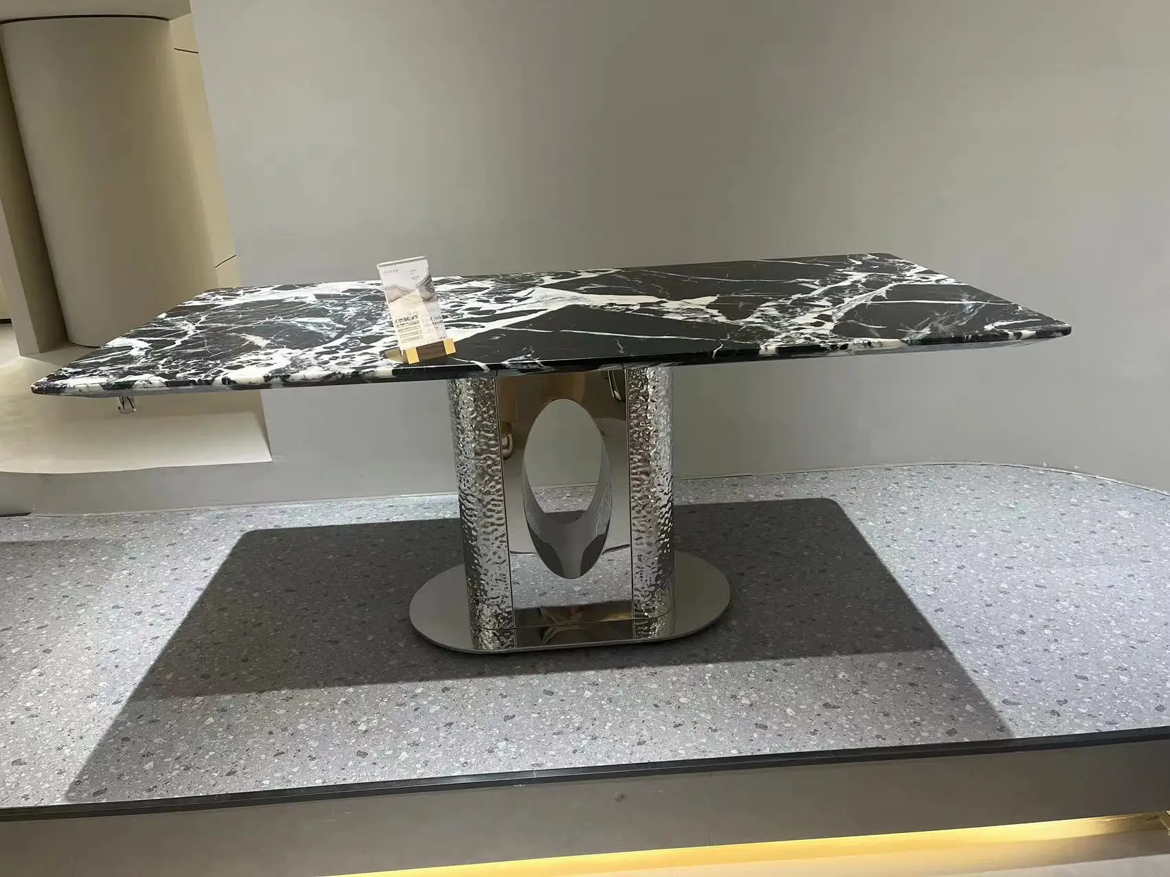 Modern & Luxury Marble Top Dining Table Rock Stone Table Steel Leg ...