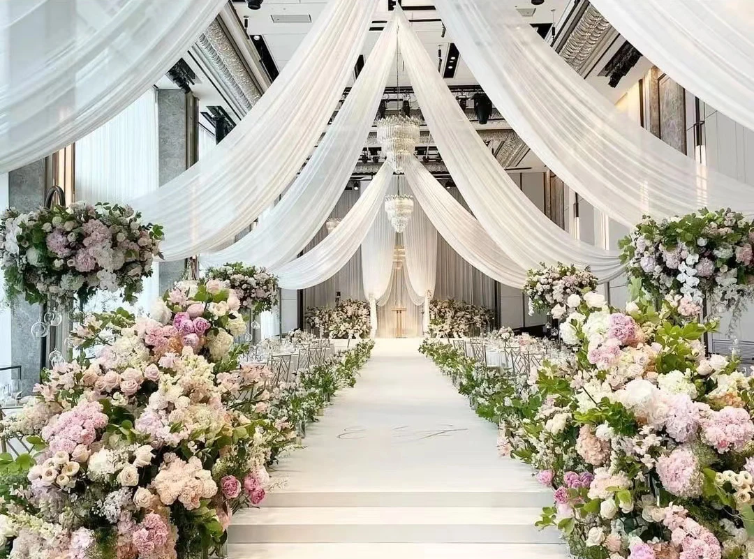 Elegant Wedding Decoration Ceiling Veil - Custom Floral Arch with ...