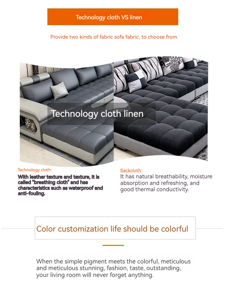 Modern Sofa Set Furniture Living Room Sectional Sofas L-shaped Fabric ...