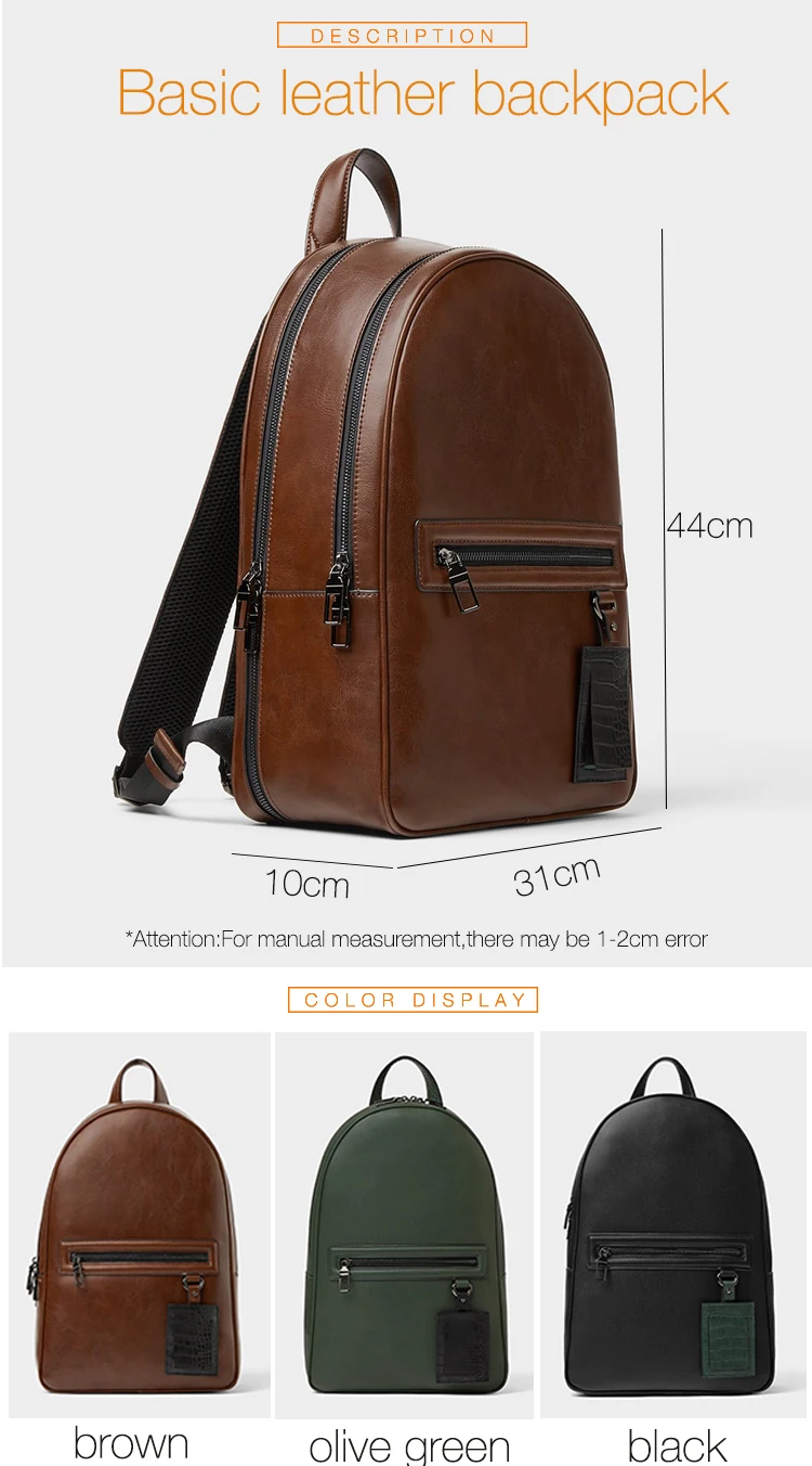 Waterproof Leather Backpack for Men - Customizable Style