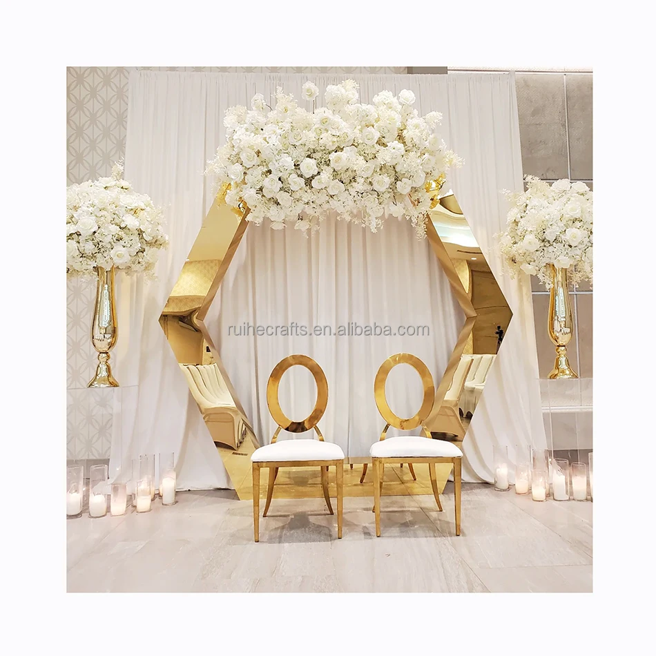 Luxury Wedding Decor - Gold Acrylic Wedding Arch & Backdrop