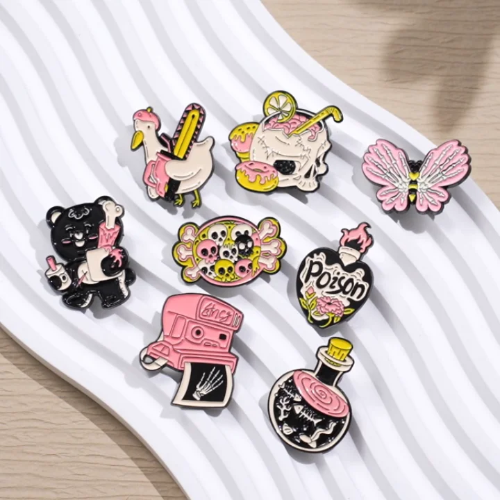 Grammar Enamel Pins Cute Frog Butterfly Cat Lapel Pins She Her He Him ...