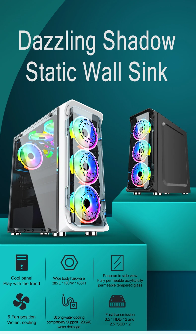 Factory OEM Custom Design Gaming Pc case ATX case USB3.0 Tempered Glass ...
