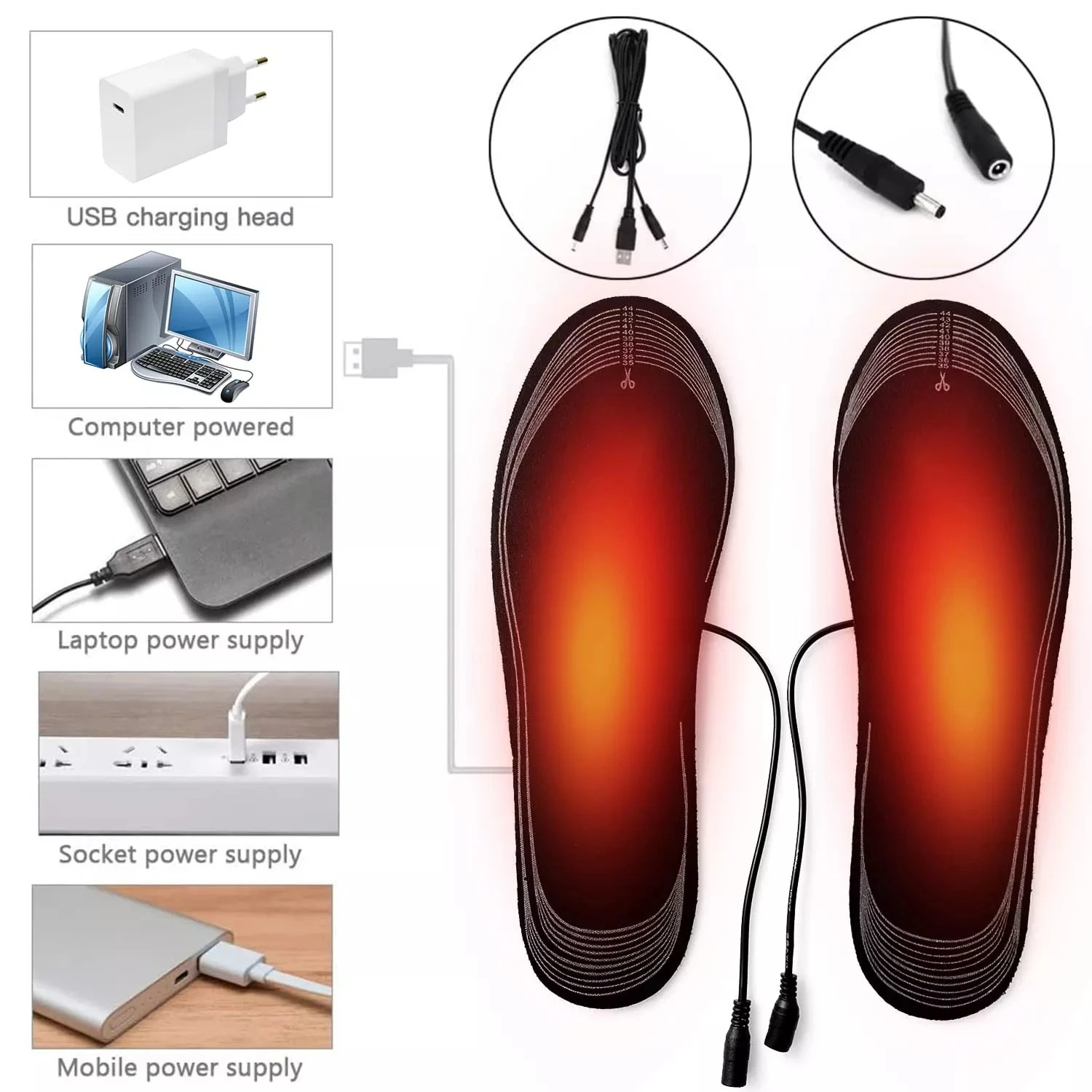 Usb Rechargeable Battery Heated Insoles Winter Insoles Feet Heating ...