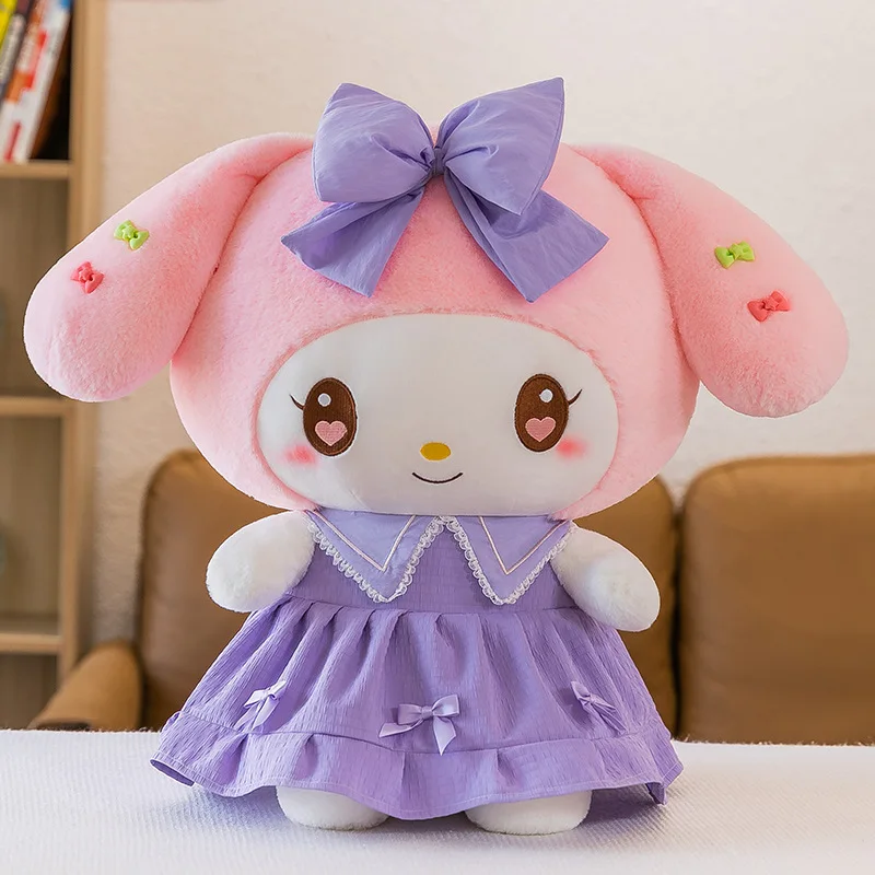 Kawaii New My Melody Kuromi Doll Bow Doll Large Plush Toy Ragdoll ...