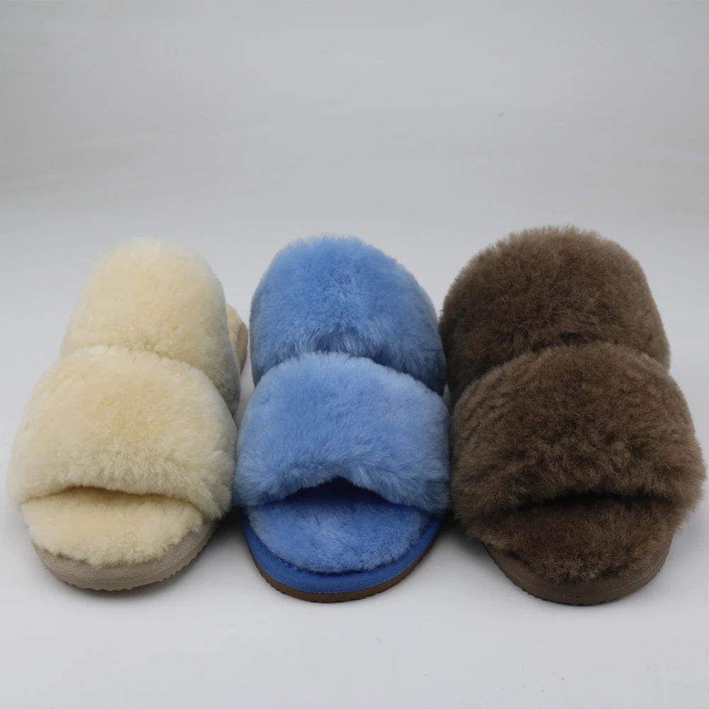 Fuzzy Genuine Feather Woman Snow Slippers - Winter Comfort