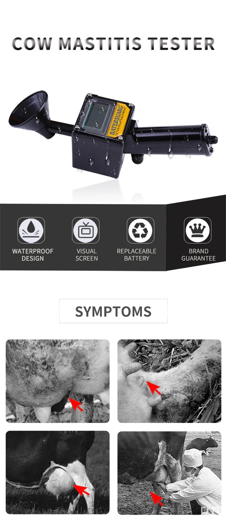 Digital Cow Recessive Mastitis Detector Handheld Type Cow Breast Tester ...