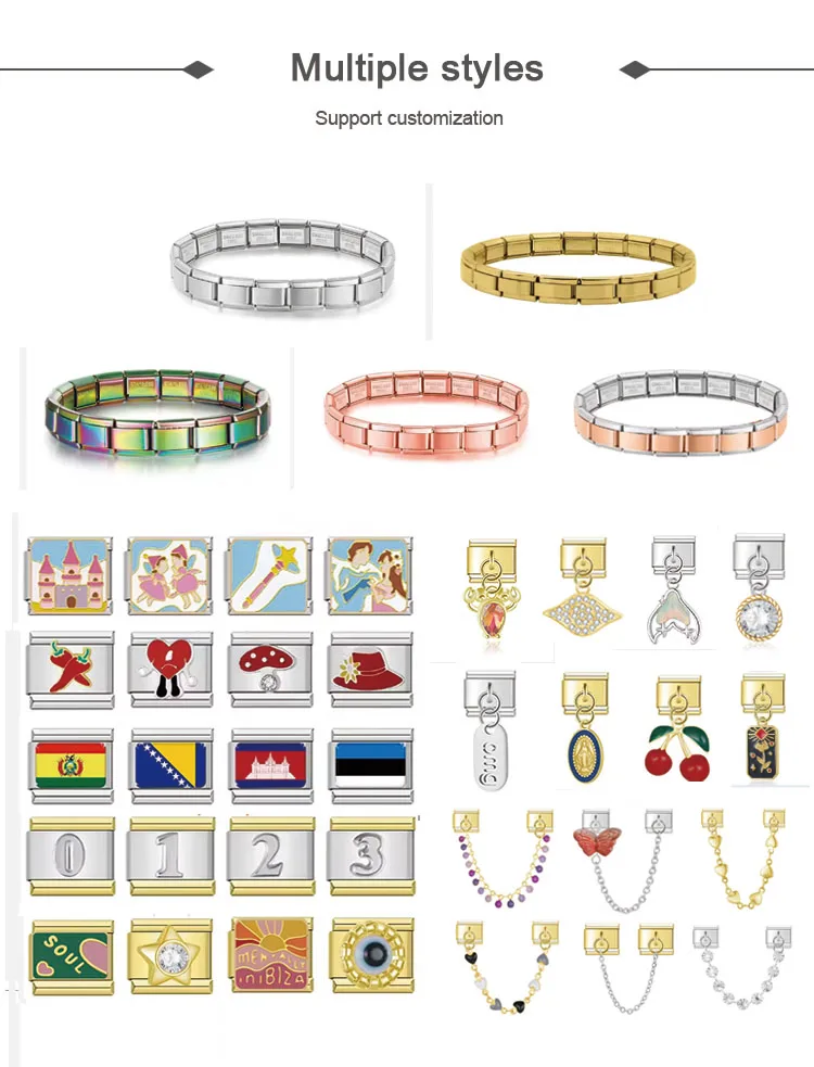 Hapiship Italian Charm Bracelet Moon Star Eye Golden Italian Charm ...