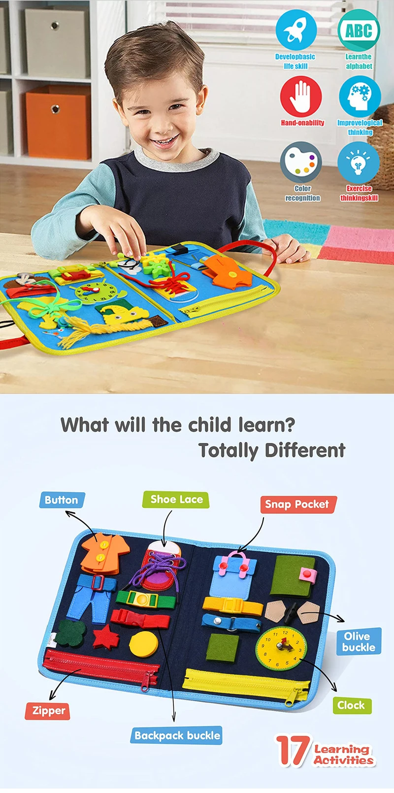 New Bag Design Busy Board Book Toddler Kids Educational Montessori Toys ...