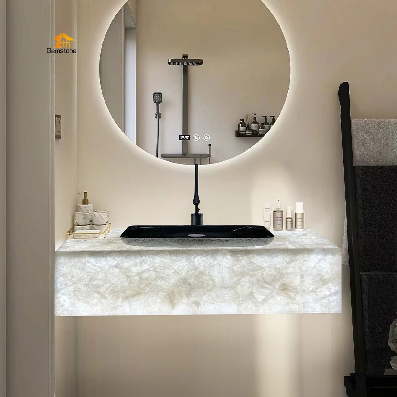 Custom White Crystal Quartz Countertops for Bathroom & Kitchen