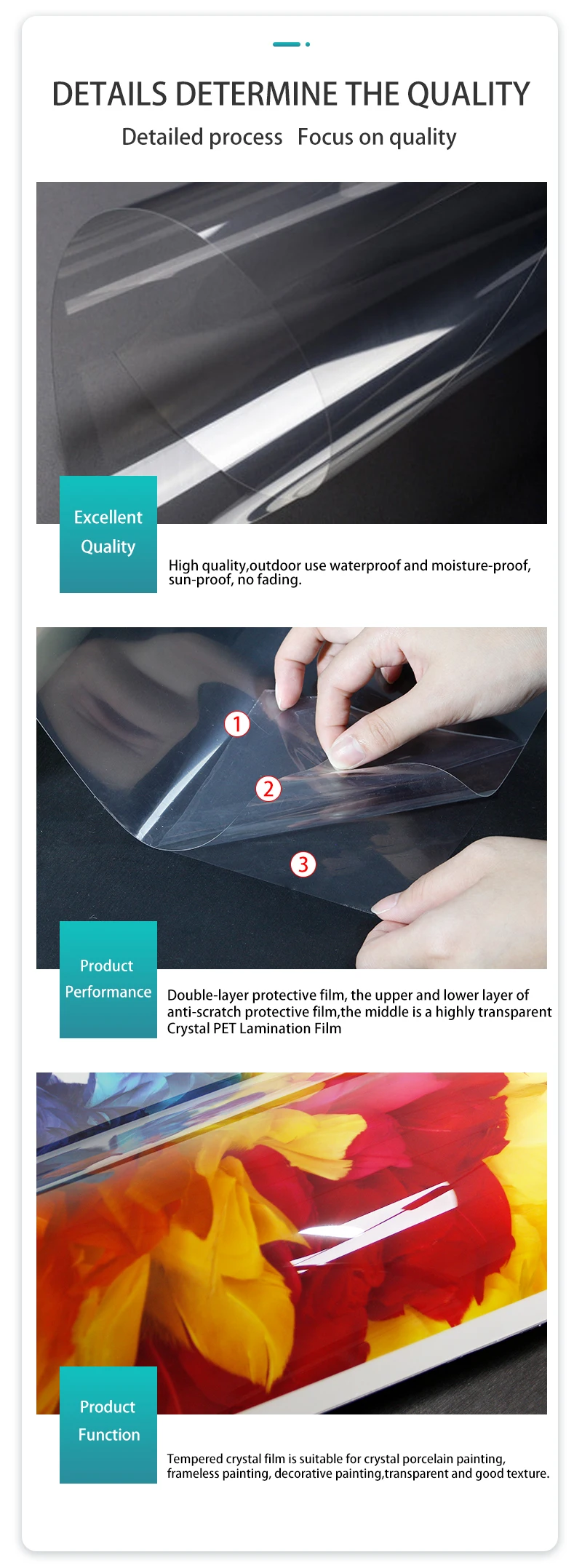 Transparent Crystal PET Cold Lamination Film for Photos