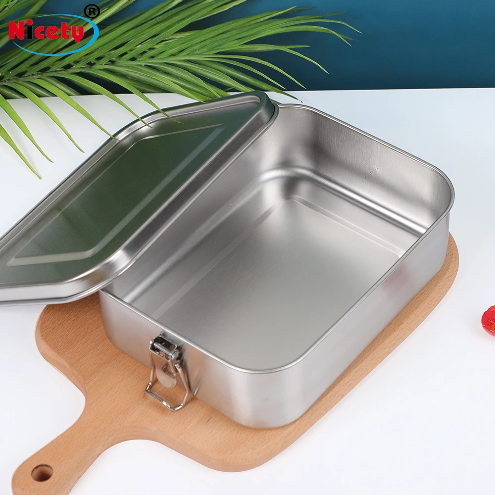 1400ml Stainless Steel Retangular Leak-proof Bento Lunch Box with Lock ...