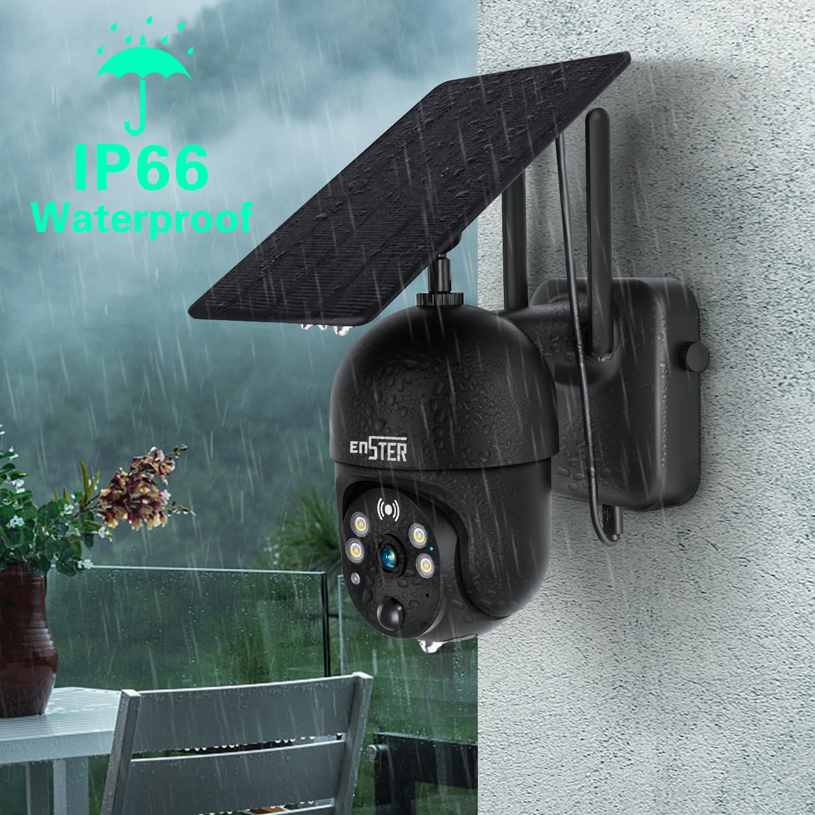 ENSTER Solar PTZ Camera - 360 Degree Home Surveillance