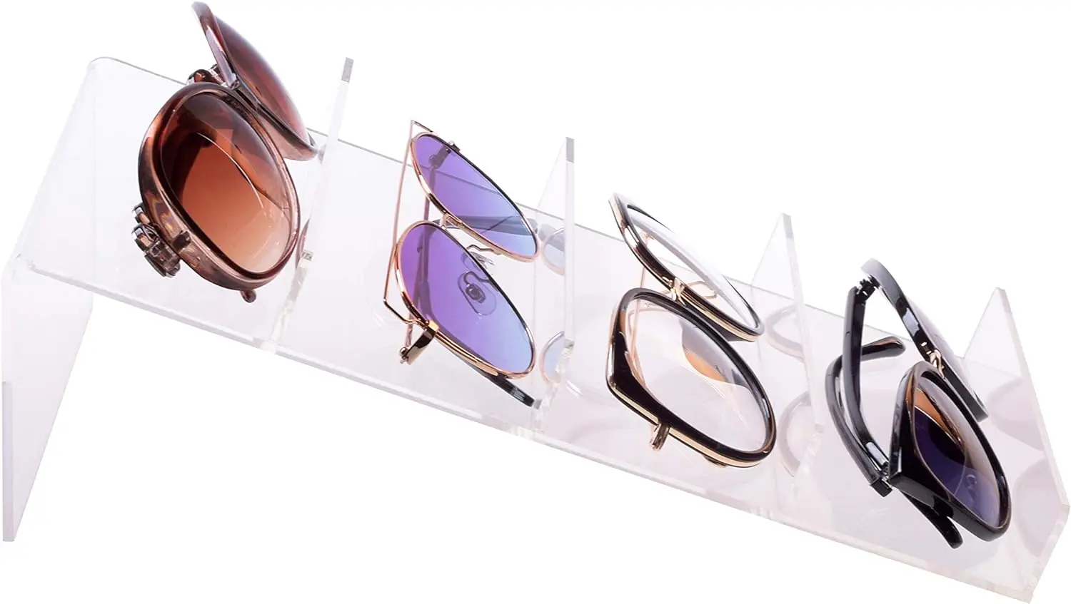 Elevated Acrylic Slanted Showcase Display Rack - Transparent Sunglasses ...