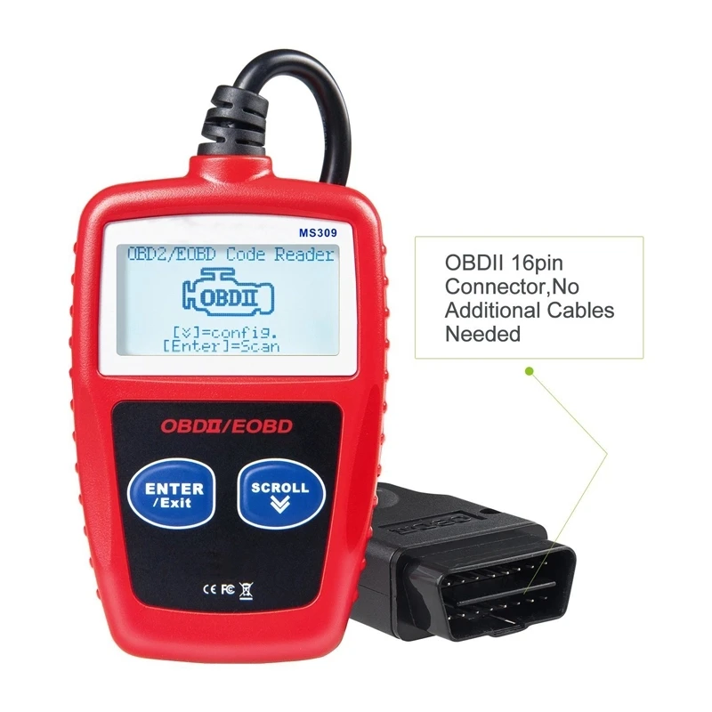 Obd Ii Connector Obd2 Simulator Scanner Ms309 Auto Diagnostic Tool Key ...