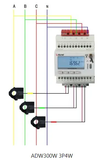Acrel Adw300-lr Lora Communication Din Rail Wireless Energy Meter For ...