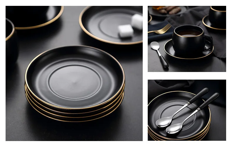 Nordic Ceramic Matte Black Light Porcelain Gift Set Luxury