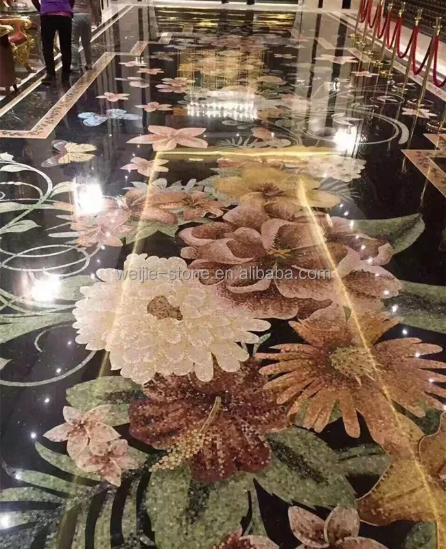 Customized Art Flower Design Marble Mural Mosaic Tiles