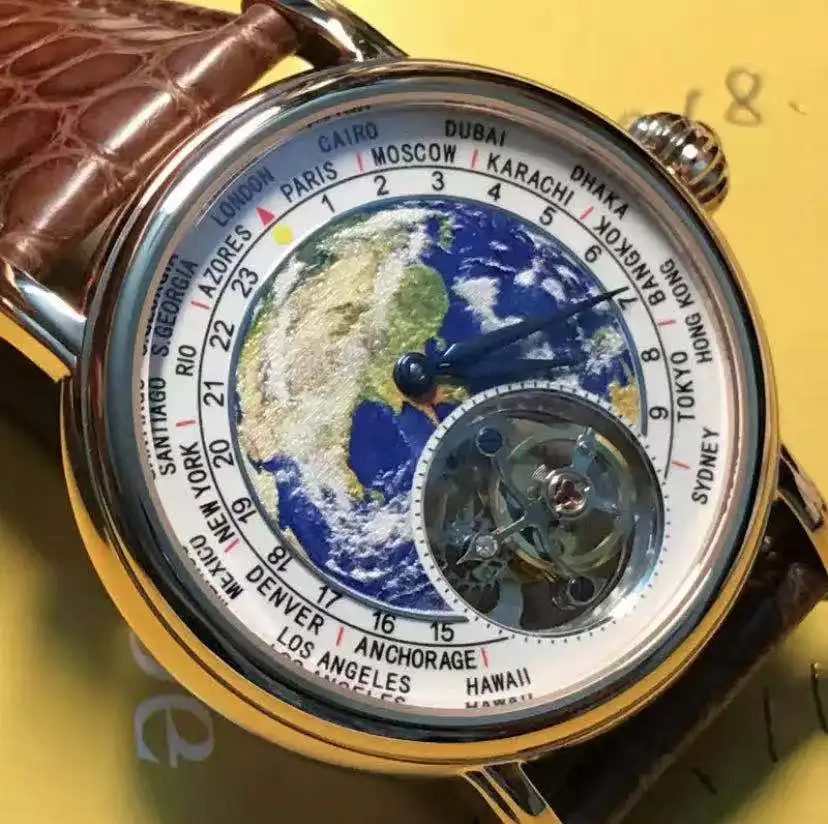 Free Ship Luxury Classical Sapphire Dress Earth Art Enamel Dial ...