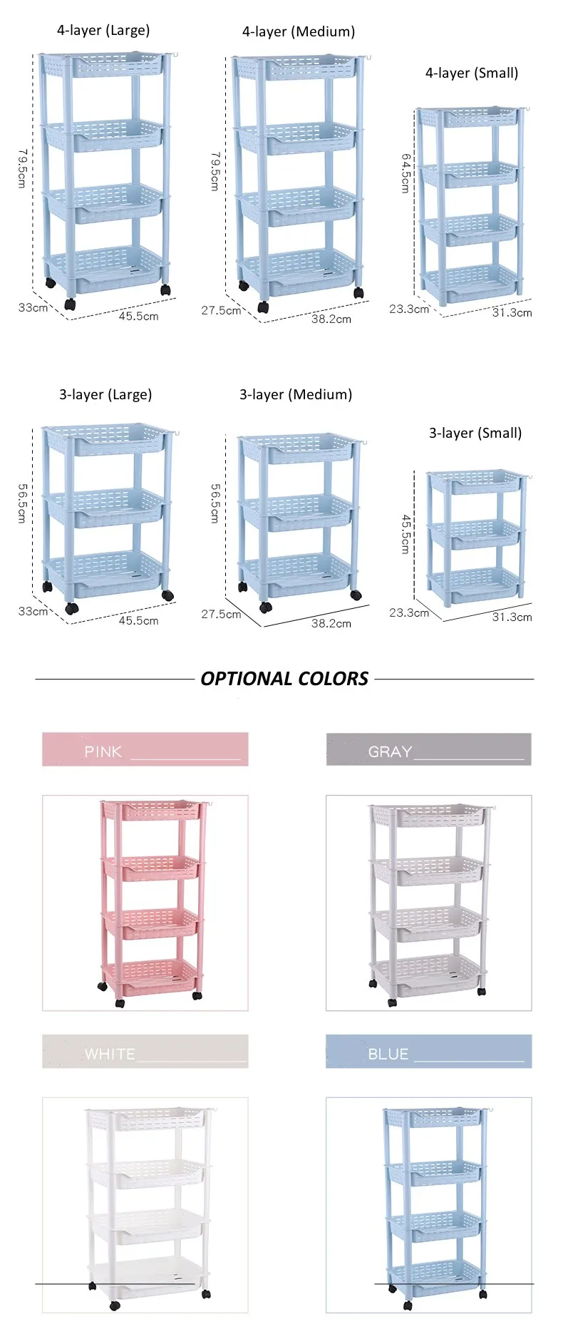 4-tier Organizer Cart Kitchen Trolley Cart Toy Organizer Kitchen ...