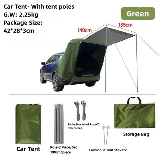 Outdoor Rainproof Canopy Roof Top Car Rear Camping Tent Glamping SUV ...