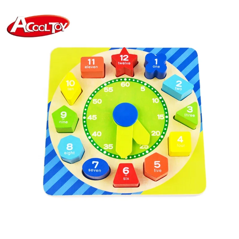 Kids Wooden Blocks Classic Educational Toy 12pcs Learning Shape Sorter ...