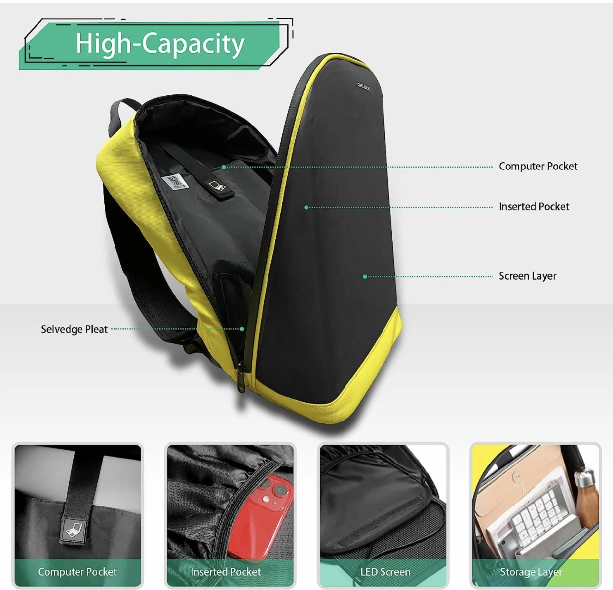 LED Eye Display Screen Night Knight Motorcycle Advertising Backpack