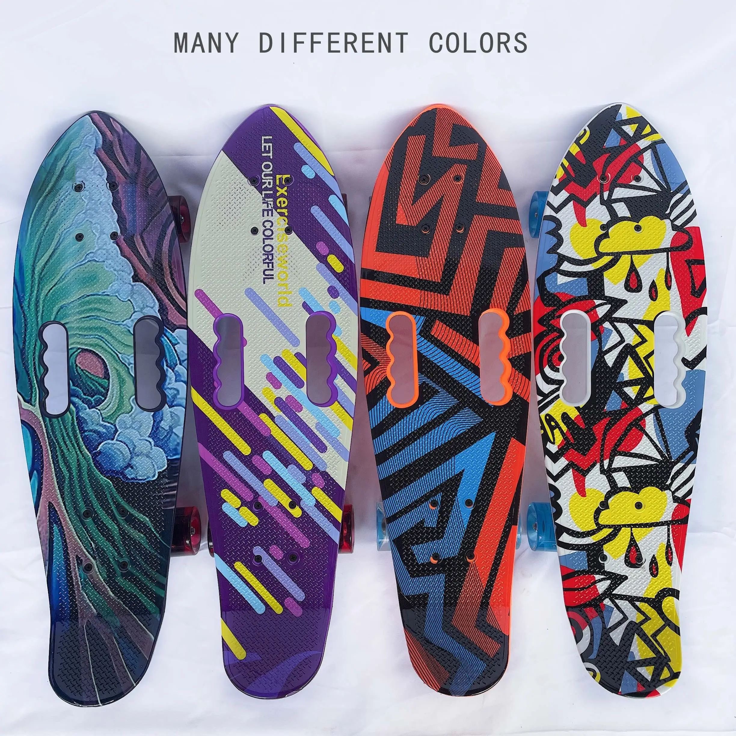 Portable Big Fish Board Printing Skateboard Four Wheel Flashing Skate ...