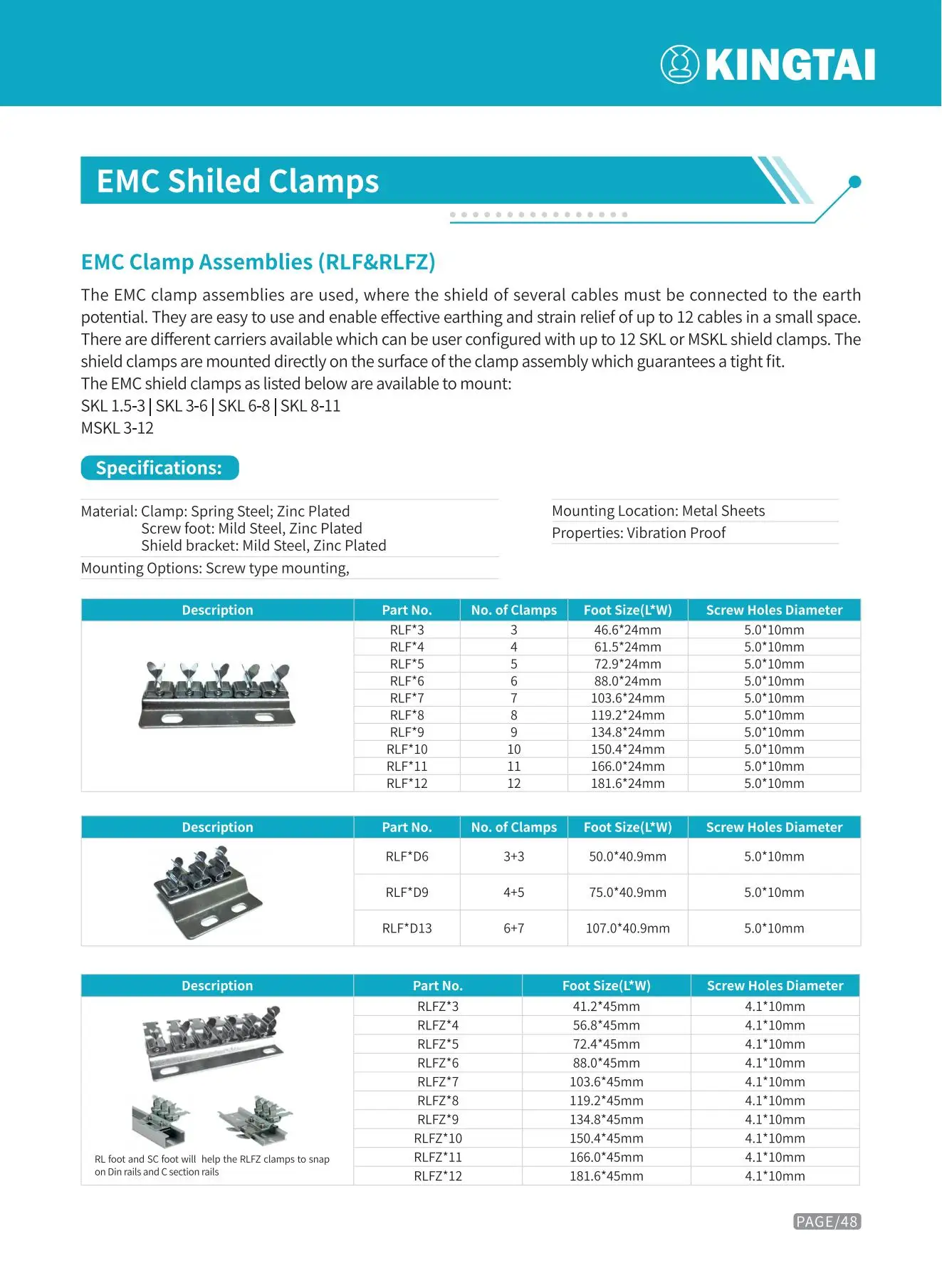 RLFZ/SC Series EMC Cable Shielding Clamps Spring Steel Zinc-plated Clip ...